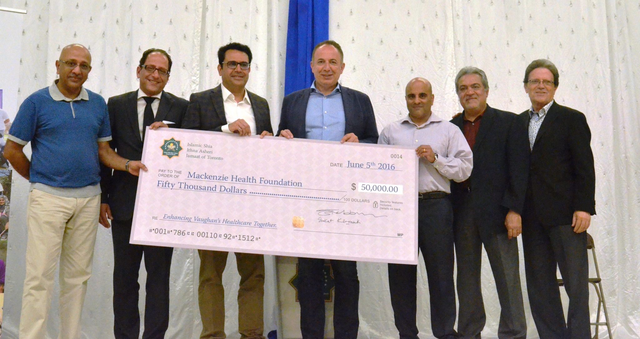Jaffari Community Centre donates $50,000 to new Mackenzie Vaughan ...